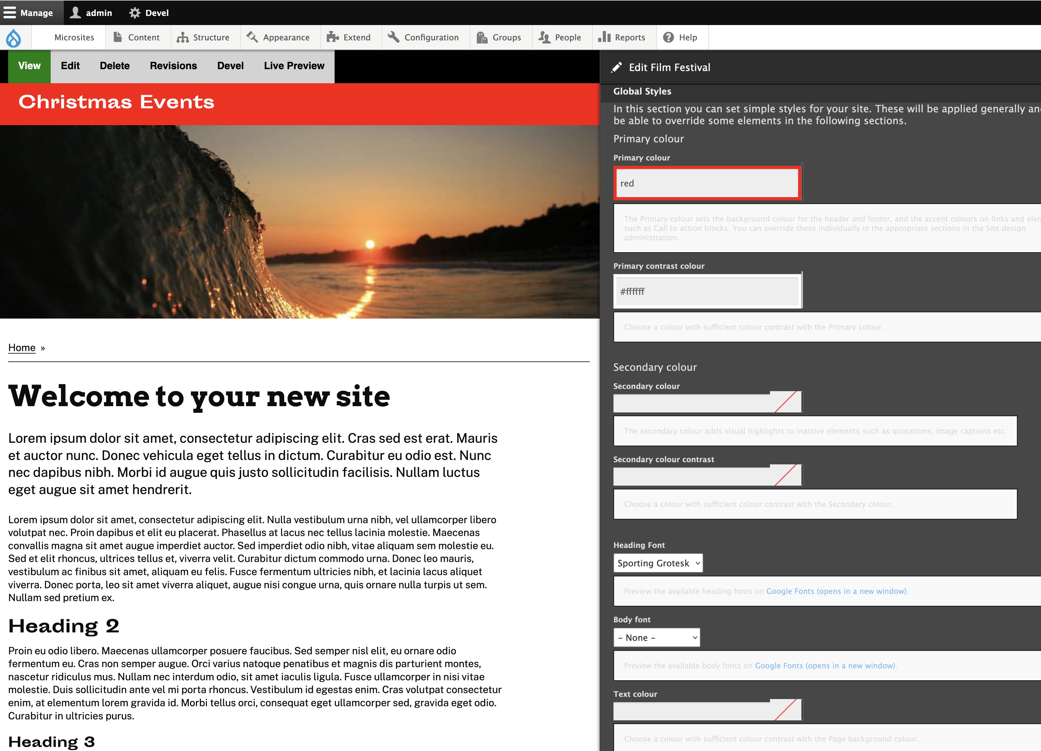 Live Preview of Changing the Design of your LocalGov Drupal Microsite ...
