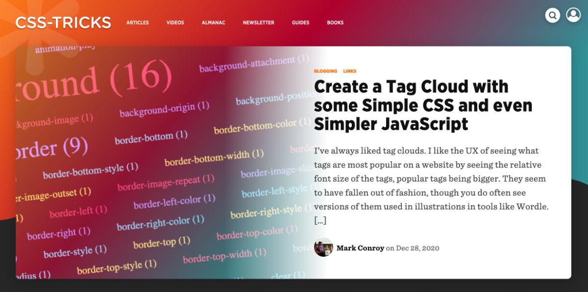 CSS Tricks Article - Create Tag Cloud with CSS and JavaScript | Mark ...